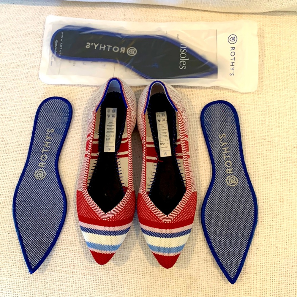 Rothy’s Rare Limited Edition Varsity Stripe Flats 8 - Gem